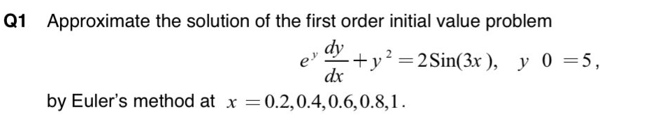 Q1 ﻿Approximate the solution of the first order | Chegg.com