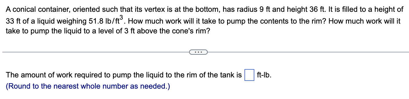 Solved A conical container, oriented such that its vertex is | Chegg.com