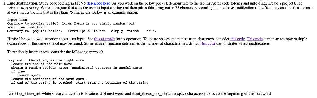 Solved 1. Line Justification. Study code folding in MSVS | Chegg.com