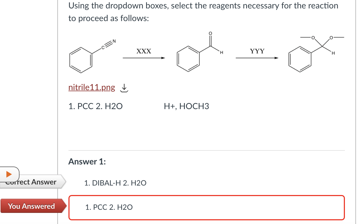 Solved Using the dropdown boxes, select the reagents | Chegg.com