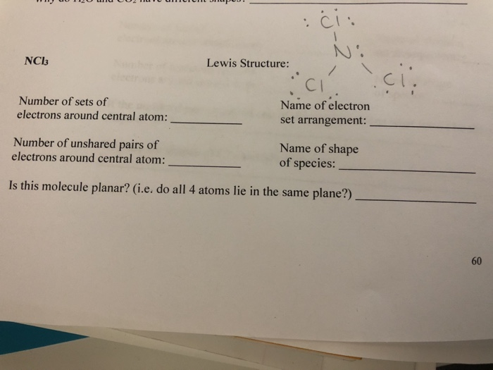 Solved :Cl NCI3 Lewis Structure: CI. CI. Number of sets of | Chegg.com