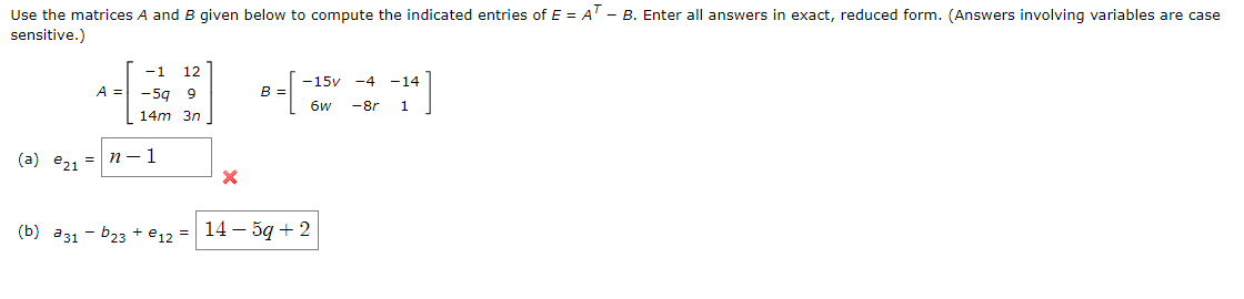Solved Use the matrices A and B given below to compute the | Chegg.com