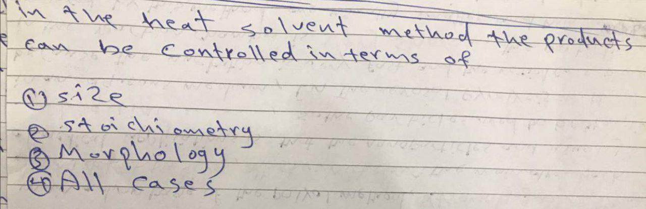 Solved in the heat solvent method the products be controlled | Chegg.com