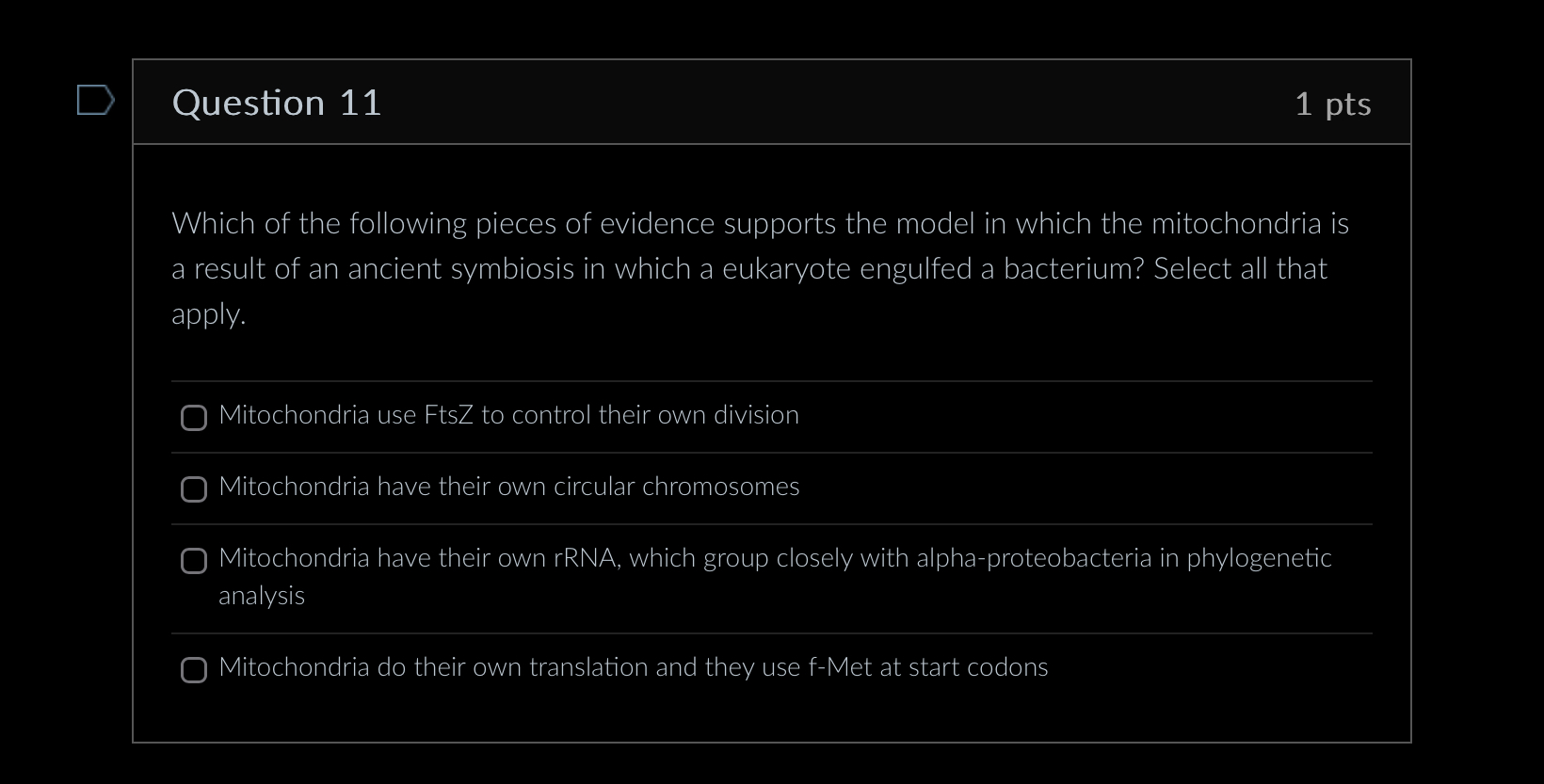 Solved Question 11 1 pts Which of the following pieces of | Chegg.com