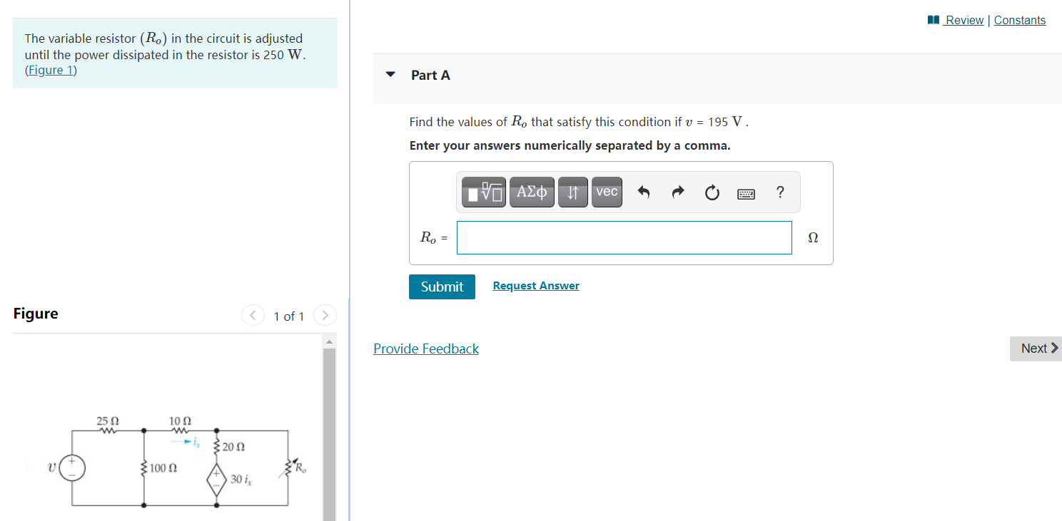 Solved Review Constants The variable resistor (R.) in the | Chegg.com