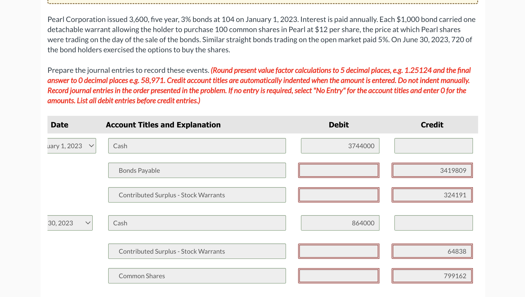 Solved Pearl Corporation issued 3,600, ﻿five year, 3\% | Chegg.com