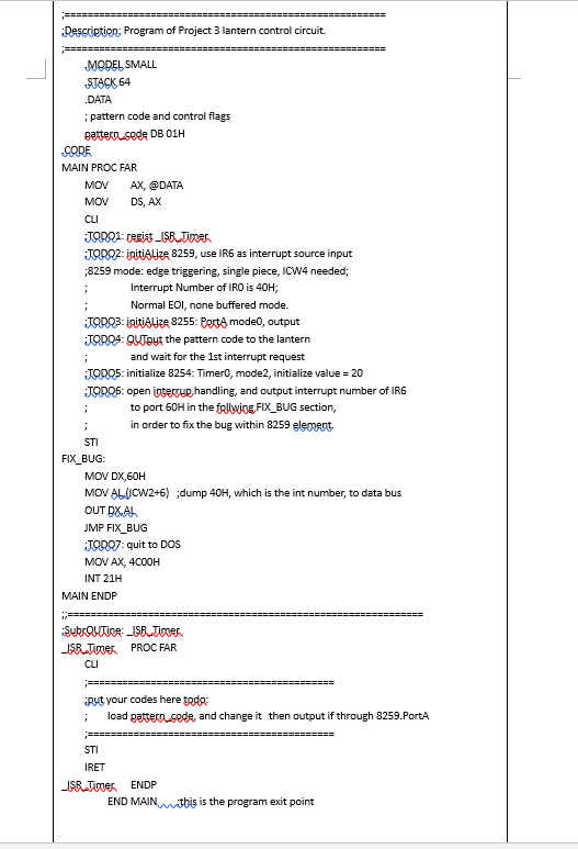 Solved Project3 Lantern Control () Please write a program to | Chegg.com
