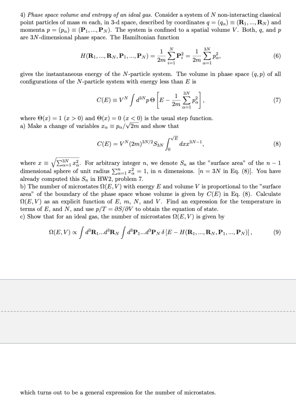 4) Phase space volume and entropy of an ideal gas. | Chegg.com