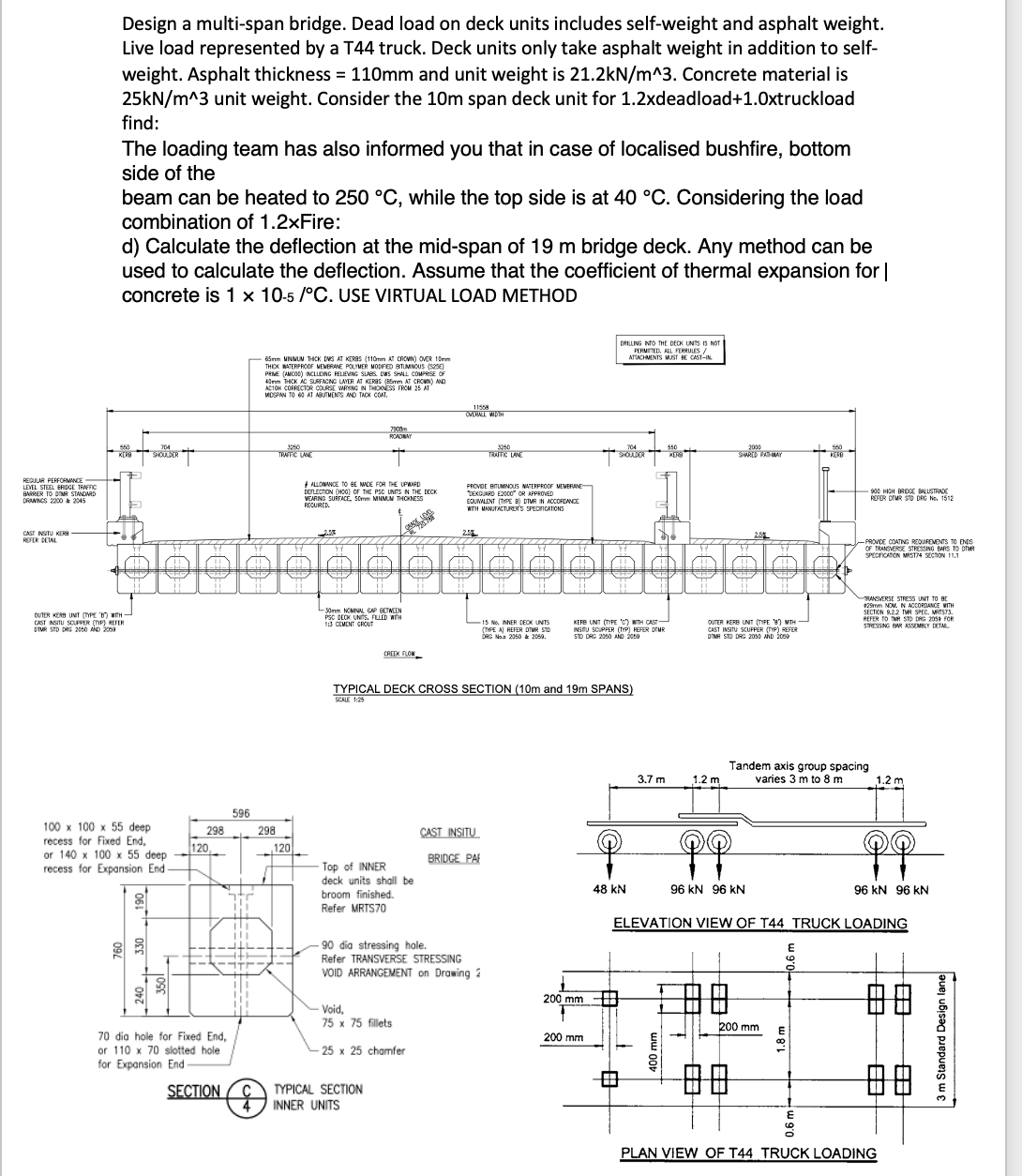 Solved Design a multi-span bridge. Dead load on ﻿deck units | Chegg.com