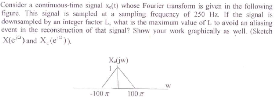 Solved Consider a continuous-time signal xe(t) whose Fourier | Chegg.com