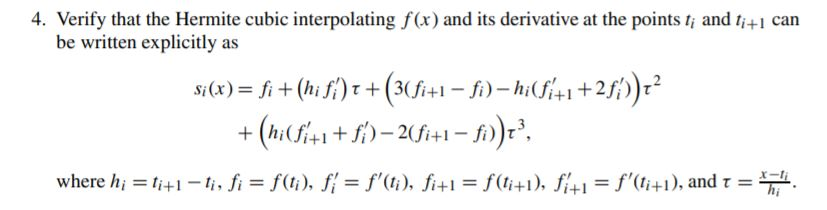 4 Verify That The Hermite Cubic Interpolating Fx