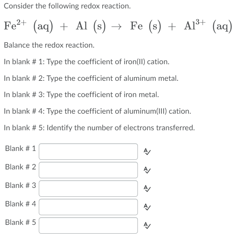 Solved Consider The Following Redox Reaction Fe2 Aq