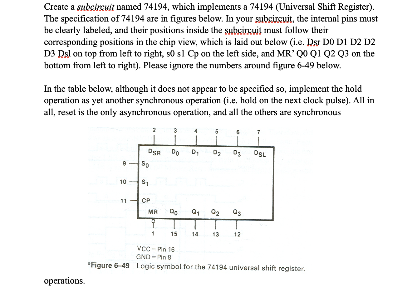Create a subcircuit named 74194, which implements a | Chegg.com