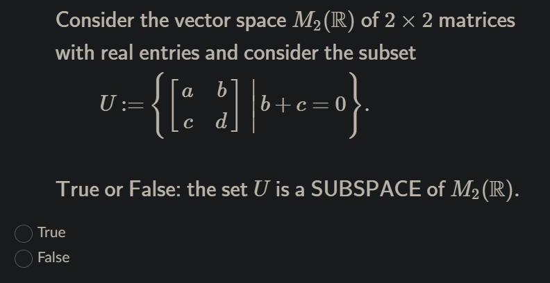 Solved Consider the vector space M2(R) of 2 x 2 matrices | Chegg.com