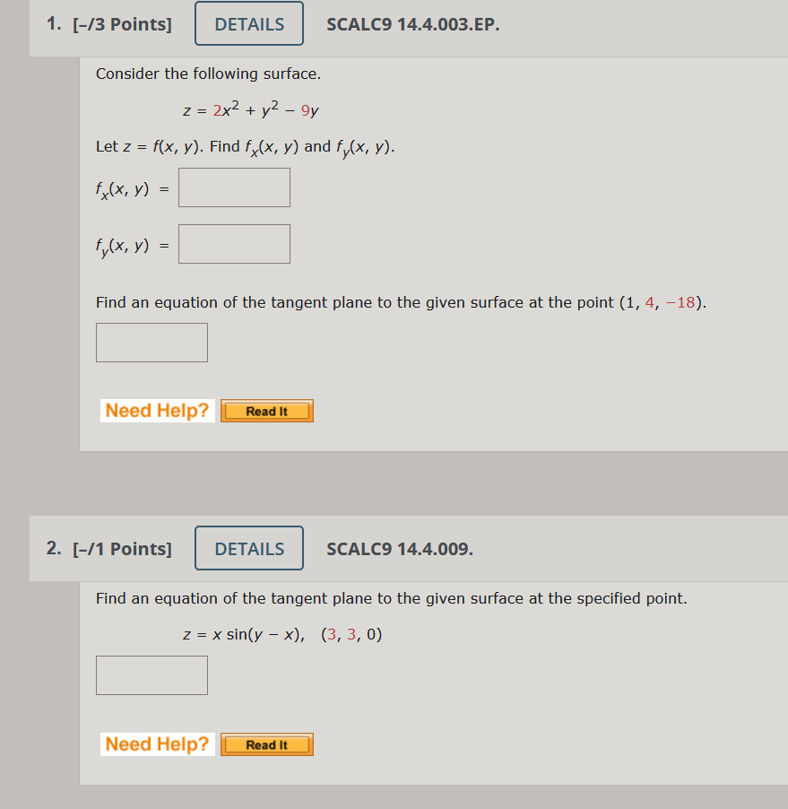 Solved 1. [-/3 Points ] SCALC9 14.4.003.EP. Consider the | Chegg.com