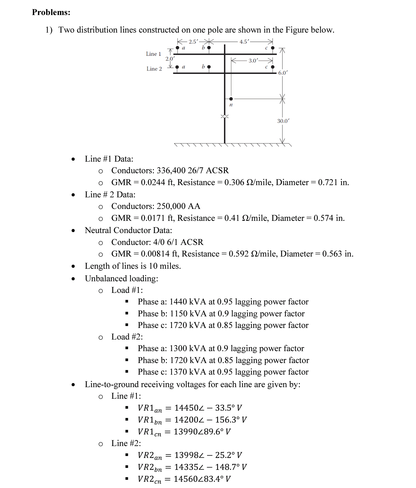 Two distribution lines constructed on one pole are | Chegg.com