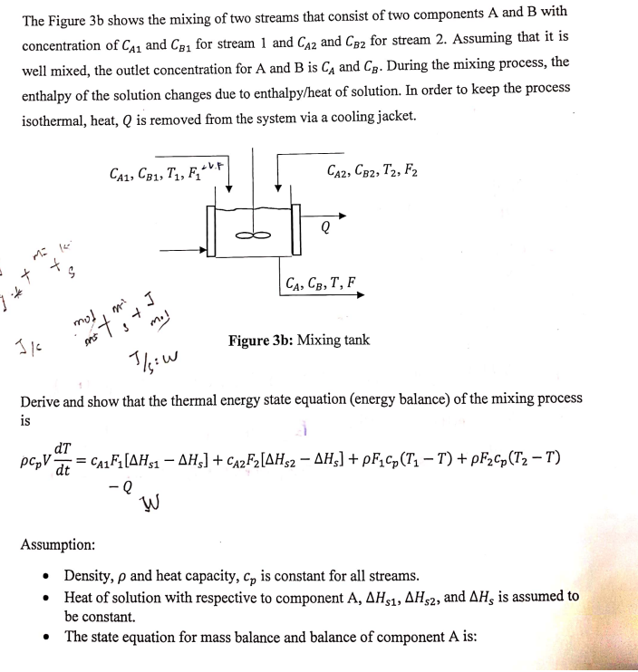 Solved The Figure 3b shows the mixing of two streams that | Chegg.com