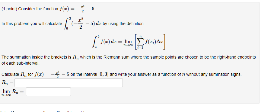 Solved (1 point) Consider the function f(x)=−2x2−5 In this | Chegg.com