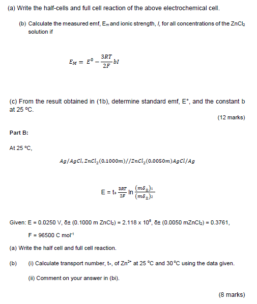 Solved 2. The electrochemical cell without liquid junction | Chegg.com