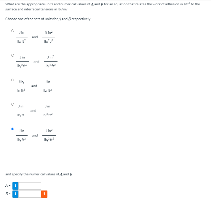 Solved The work of adhesion (W) is the energy per unit area | Chegg.com