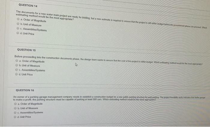 Solved QUESTION 14 The documents for a new water main | Chegg.com