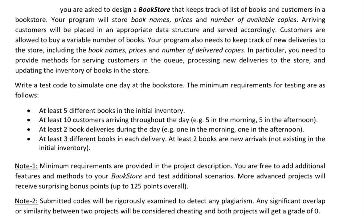 Solved you are asked to design a BookStore that keeps track | Chegg.com