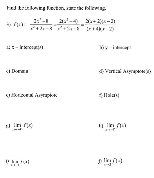 Solved Find the following function, state the following. 3) | Chegg.com