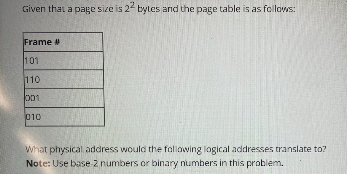 Solved Given that a page size is 22 bytes and the page table | Chegg.com