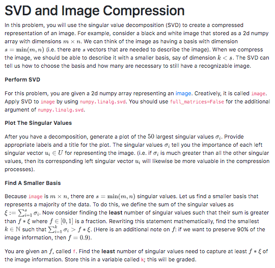 SVD and Image Compression In this problem, you will | Chegg.com