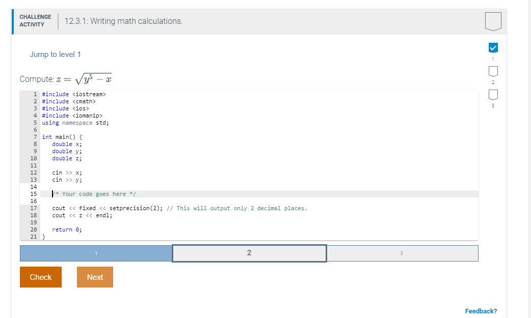 Solved CHALLENGE ACTIVITY 12.3.1: Writing math calculations. | Chegg.com