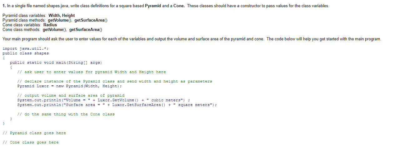 Solved I need it in Java and follow every instruction for a | Chegg.com