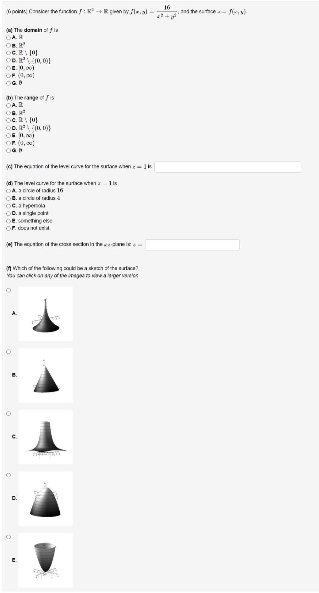 Solved 16 6 Points Consider The Function F R2 R Given 