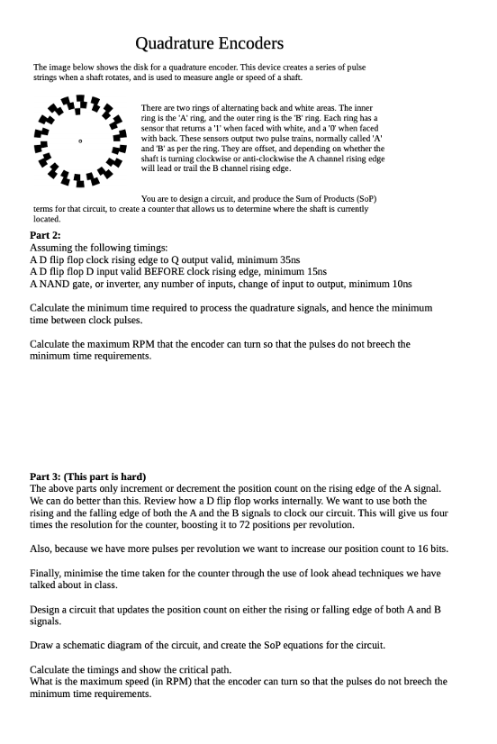 Quadrature Encoders The image below shows the disk | Chegg.com