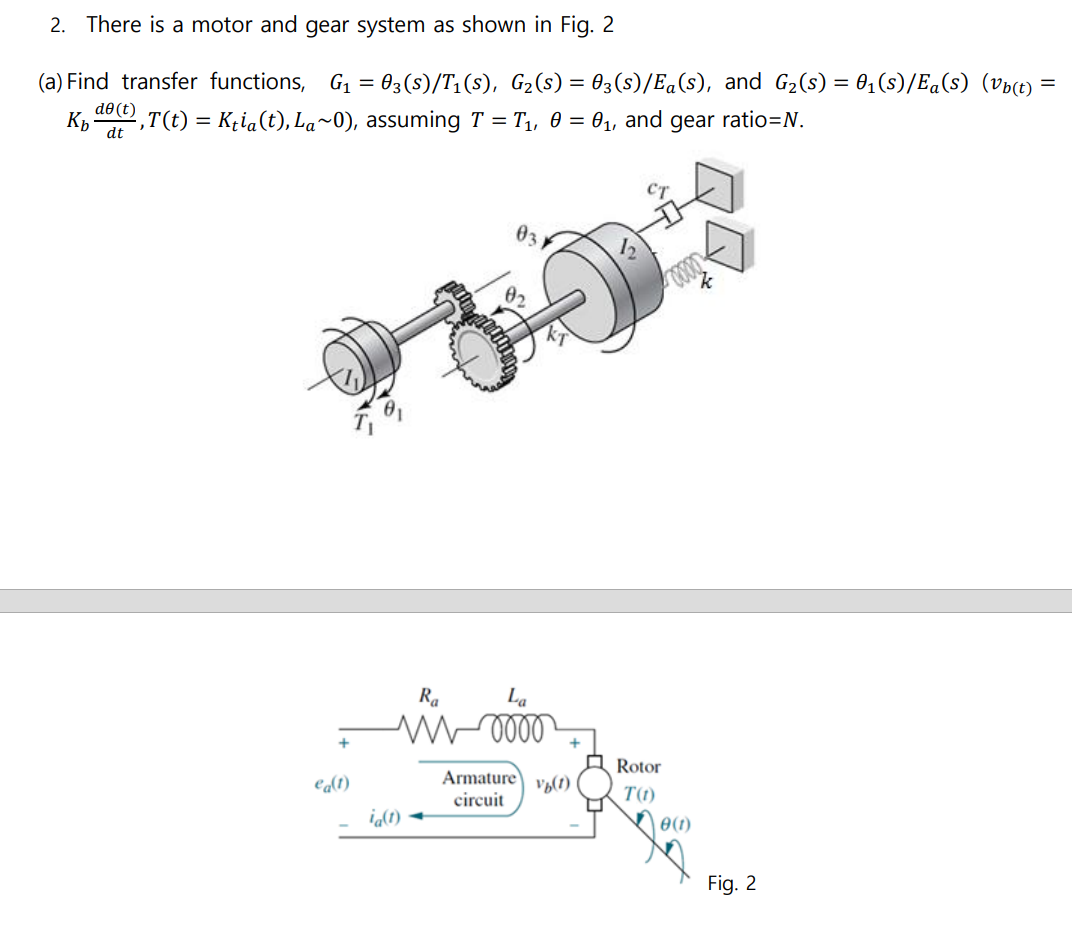 2. There is a motor and gear system as shown in Fig. | Chegg.com
