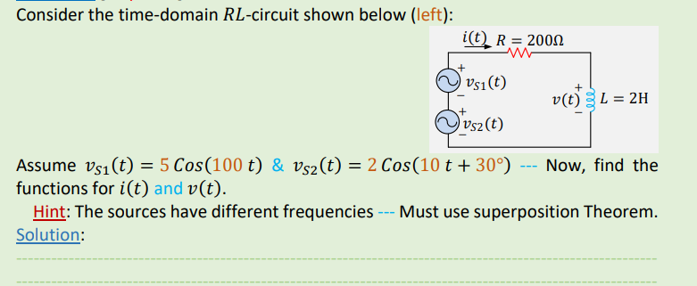 Solved Consider the time-domain RL-circuit shown below | Chegg.com