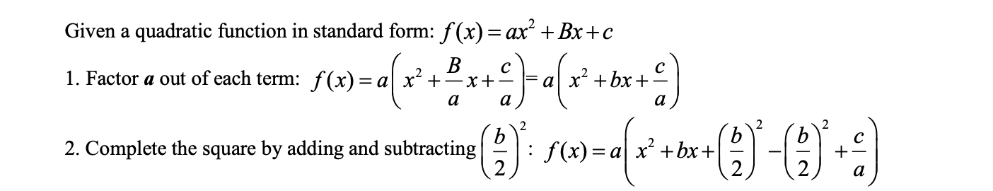 Solved Given a quadratic function in standard form: | Chegg.com