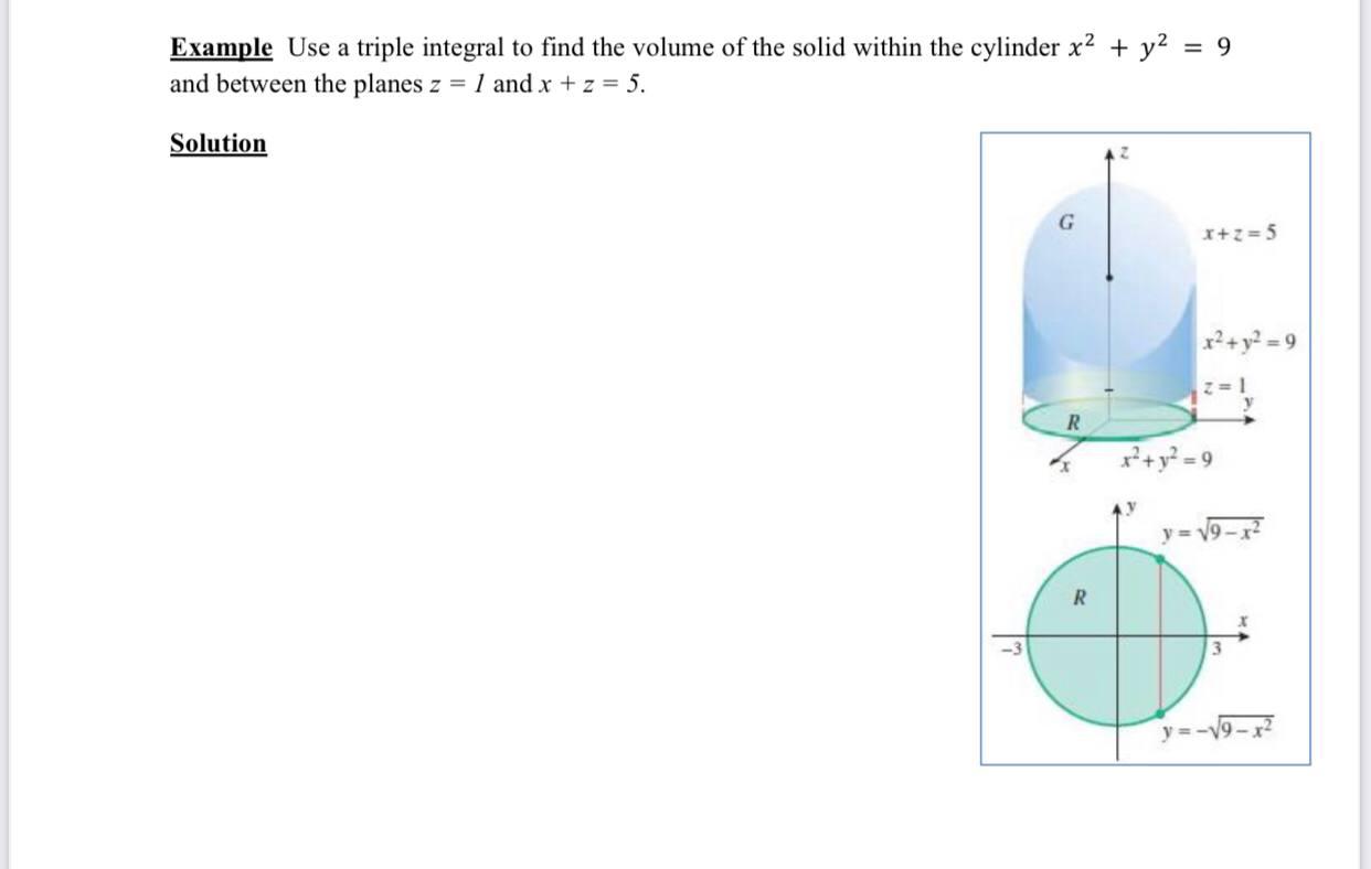 Solved Example Use a triple integral to find the volume of | Chegg.com