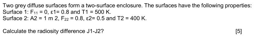Solved Two grey diffuse surfaces form a two-surface | Chegg.com