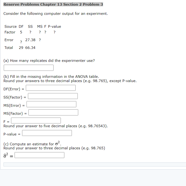 Solved Reserve Problems Chapter 13 Section 2 Problem 3 | Chegg.com