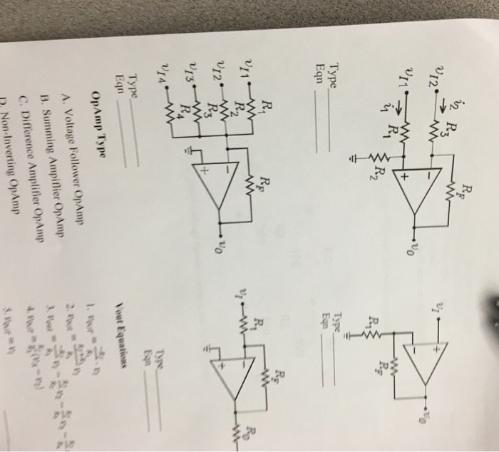 Solved Match the following OpAmp circuits to the proper | Chegg.com