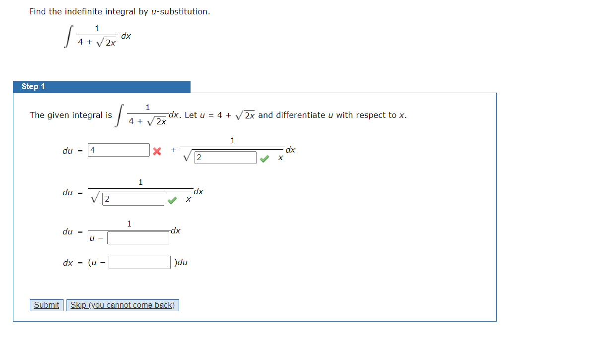 Solved Find the indefinite integral by u-substitution. 1 | Chegg.com