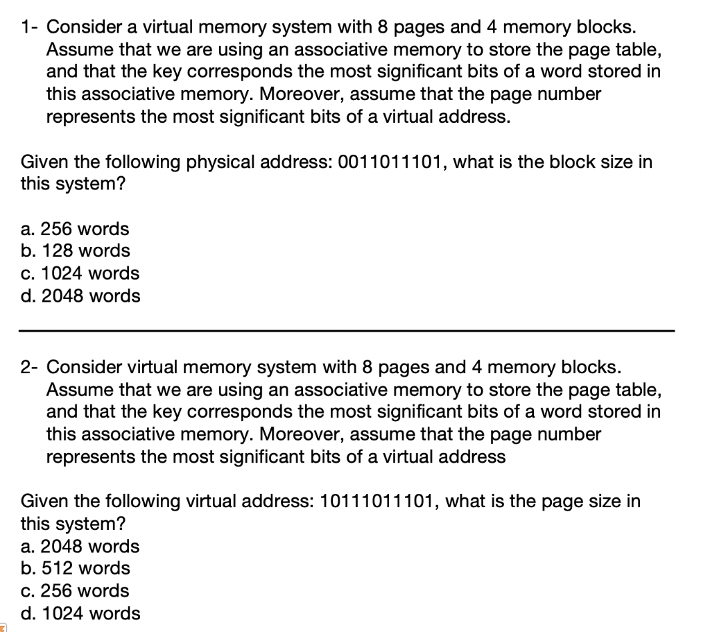 Solved 1- Consider a virtual memory system with 8 pages and | Chegg.com