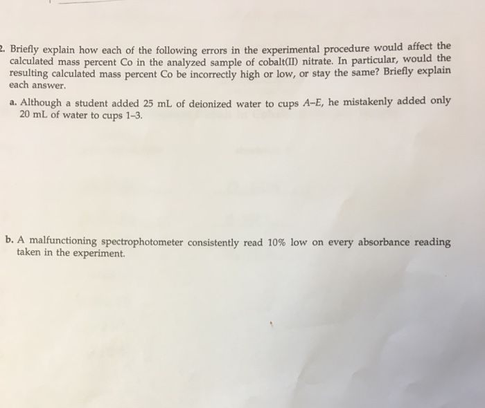 Solved Briefly explain how each of the following errors in | Chegg.com