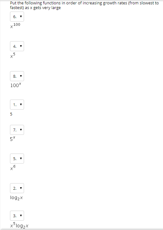 Solved Put the following functions in order of increasing | Chegg.com