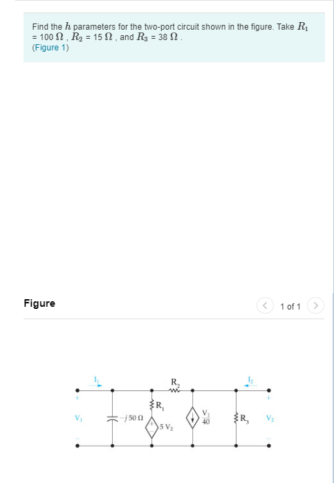 Solved Find the h parameters for the two-port circuit shown | Chegg.com