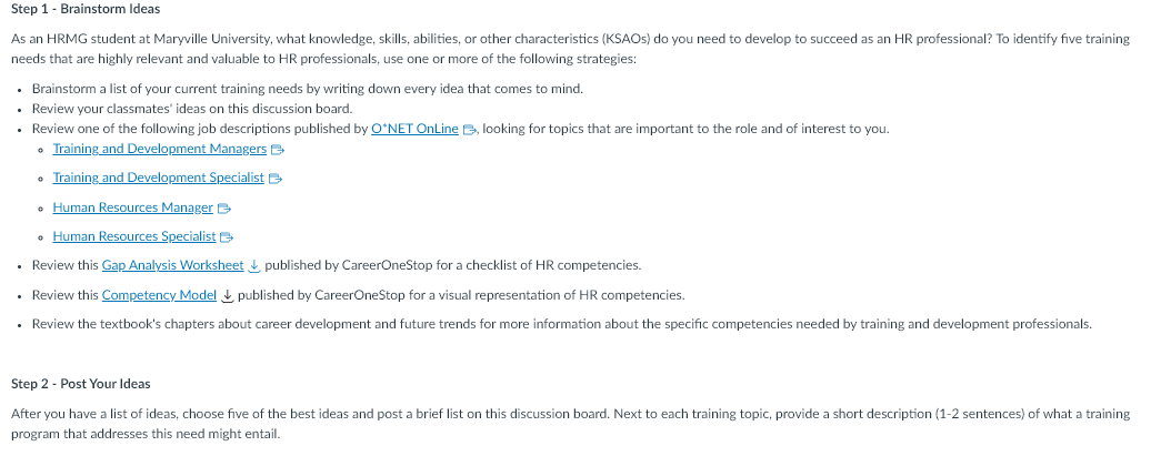 Solved Step 1 - ﻿Brainstorm IdeasAs an HRMG student at | Chegg.com