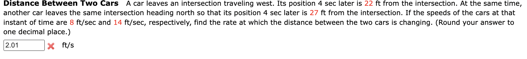 Solved Distance Between Two Cars A car leaves an | Chegg.com
