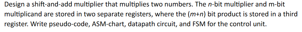 Solved Design A Shift And Add Multiplier That Multiplies Two