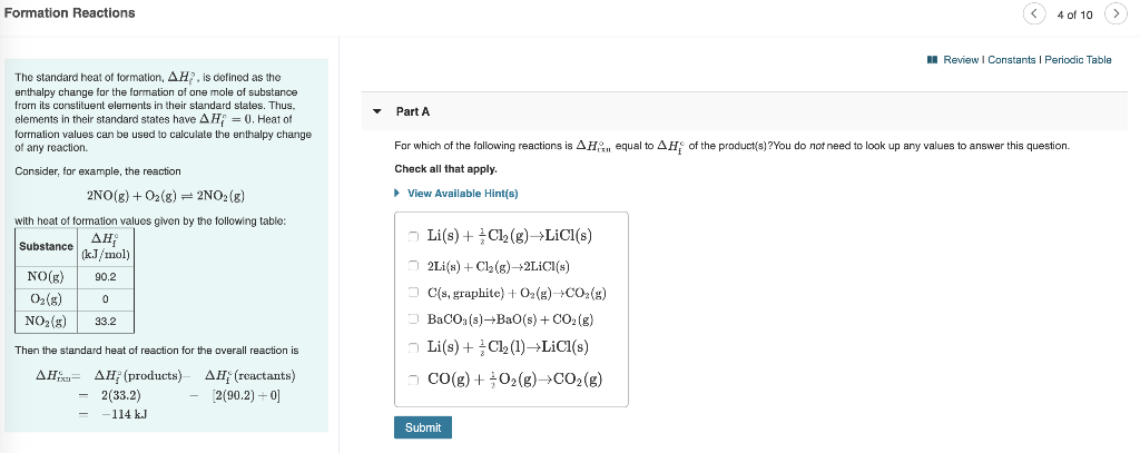 Solved Formation Reactions 4 of 10 > Review | Constants 1 | Chegg.com