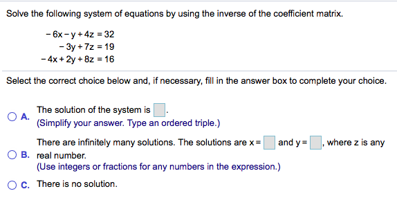 Solved Solve the following system of equations by using the | Chegg.com